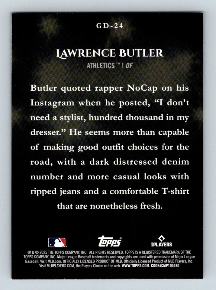#GD-24 Lawrence Butler 2025 Topps Gameday Drip Athletics | eBay