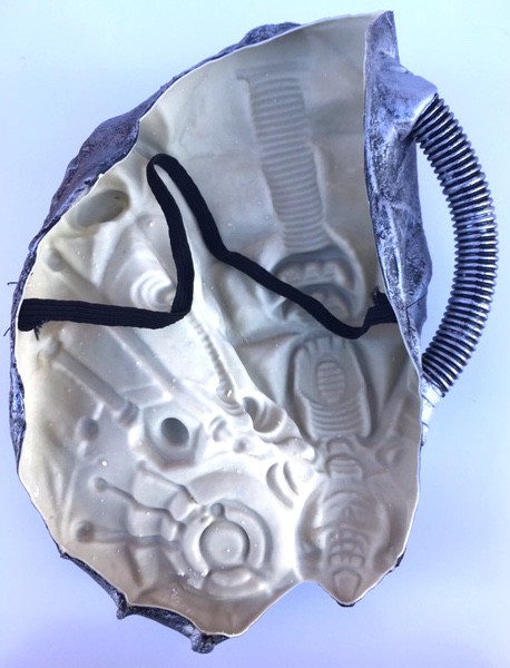 SILVER Latex Cyborg Face Mask Fancy Dress Robot Steampunk Android Alien ...