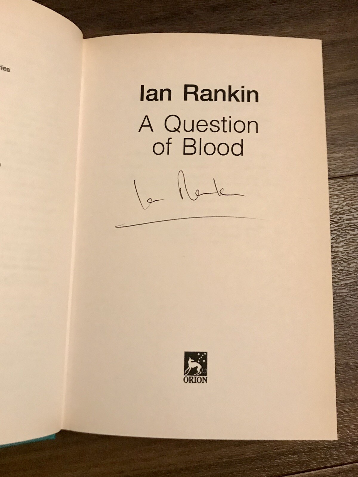 SIGNED—A Question of Blood (Rebus #14) By Ian Rankin (2003, Hardcover ...