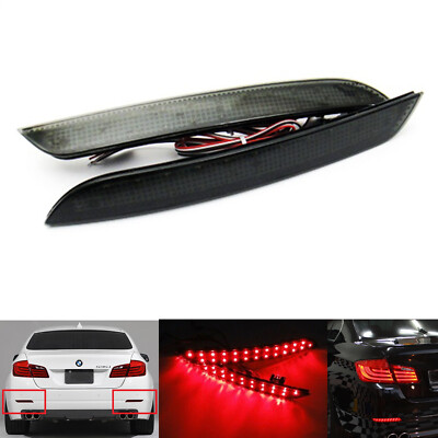 2x Smoked Lens Rear Bumper Reflector LED Tail Brake Lights For BMW 5 ...