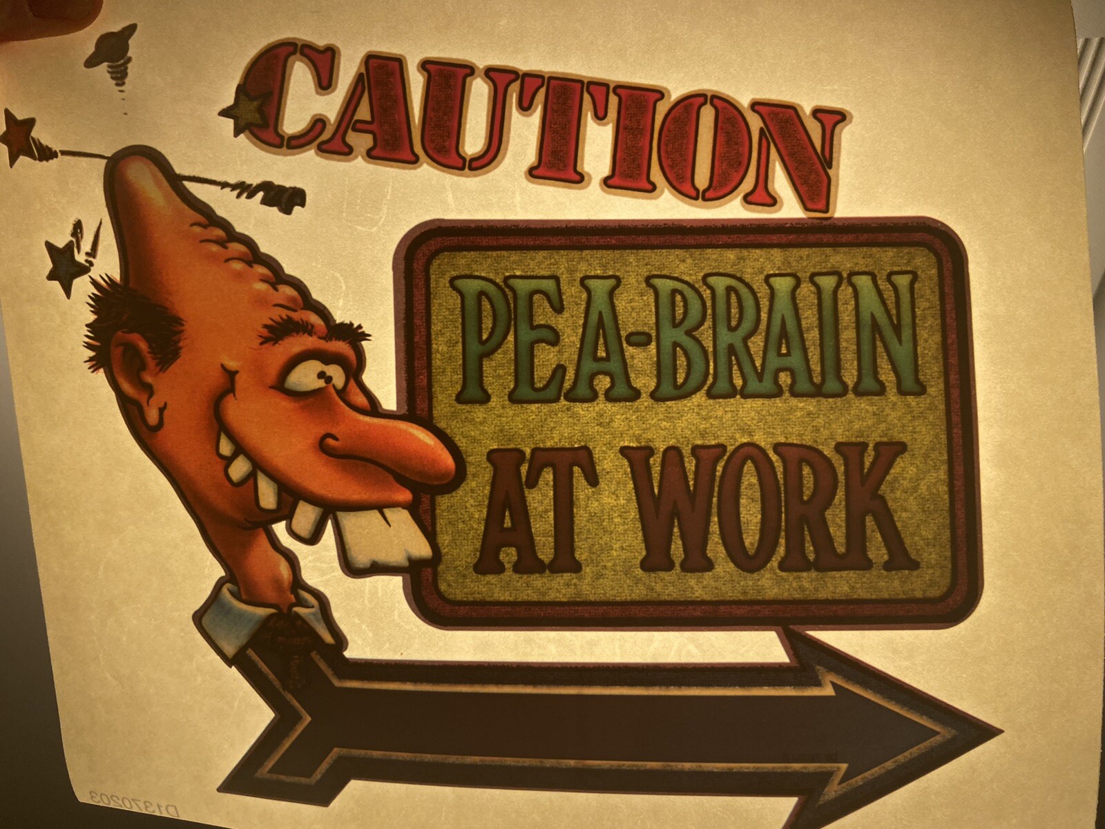Caution Pea Brain At Work Vintage Heat Transfer Iron … - Gem