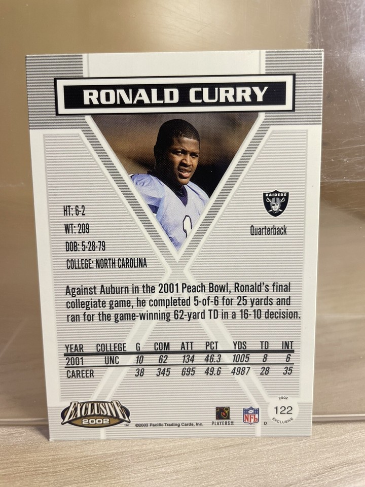 2002 Pacific Exclusive #122 Ronald Curry Rookie Football Card | eBay