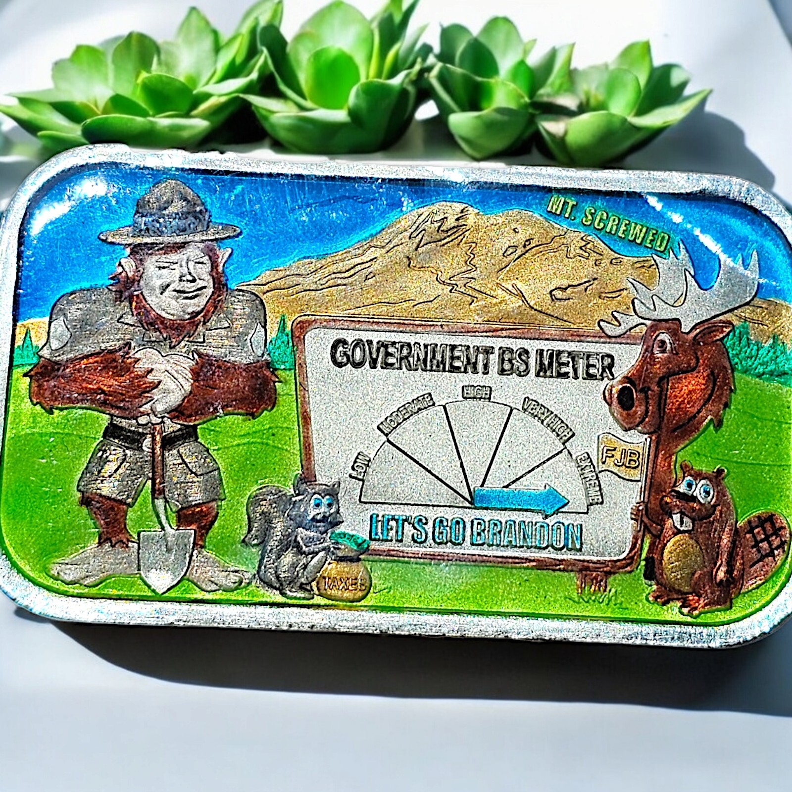 Postal Express Mint 1 oz 999 Silver Trump Mt. Screwed Enameled Bar PEM ...