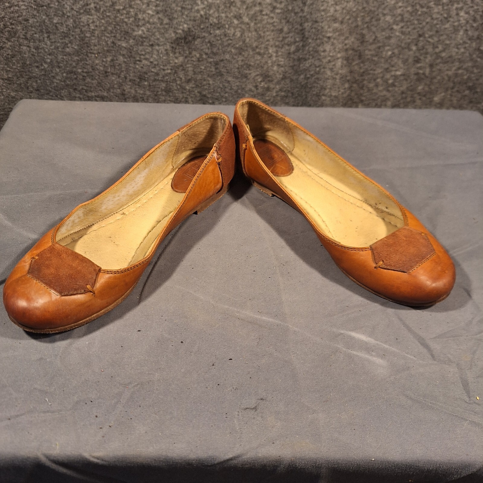 Frye Ballet Flats Loafers Slip On Shoes Womens 7.5 B Brown Leather Pre ...