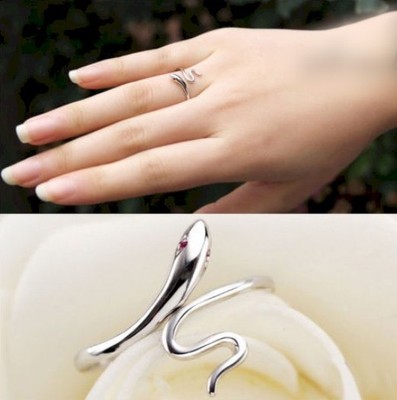 Anello DONNA SERPENTE SNAKE Regolabile Fashion Color silver occhi rossi ...