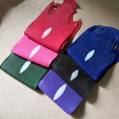 Polished Stingray Shagreen Fish Hide Skin Leather Soft DIY Pelt Various ...