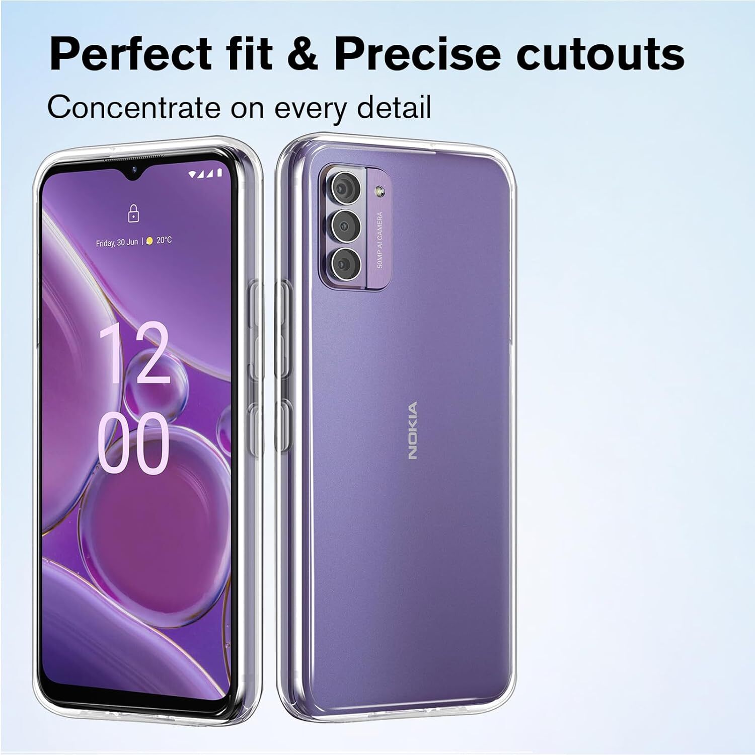 For Nokia X30/C32/C12/C21 Plus/G11/G21 Case, Clear Silicone Gel Phone ...