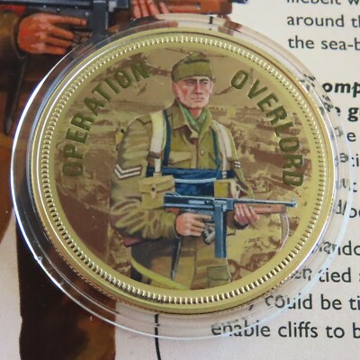 THE COMMANDO OPERATION OVERLORD 40mm GOLD PLATED PROOF MEDAL WITH ...