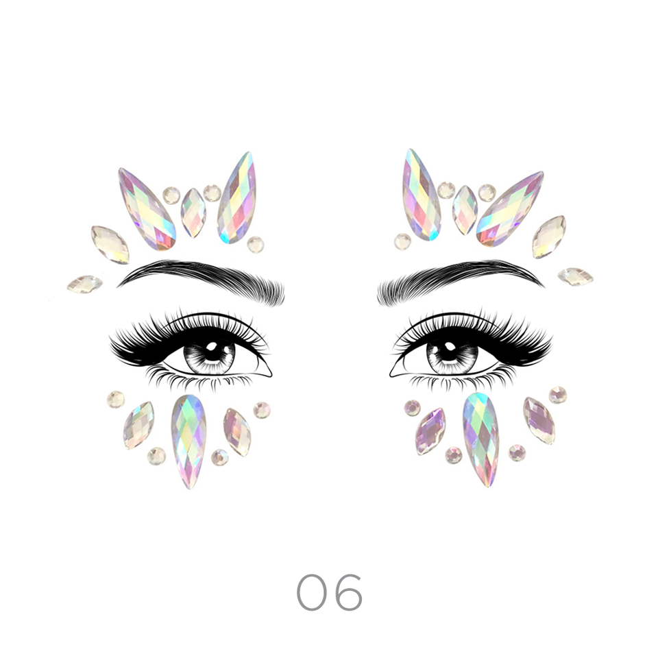 Face Crystal Sticker Eye Crafted Body Jewels Festival Temporary Tattoo ...
