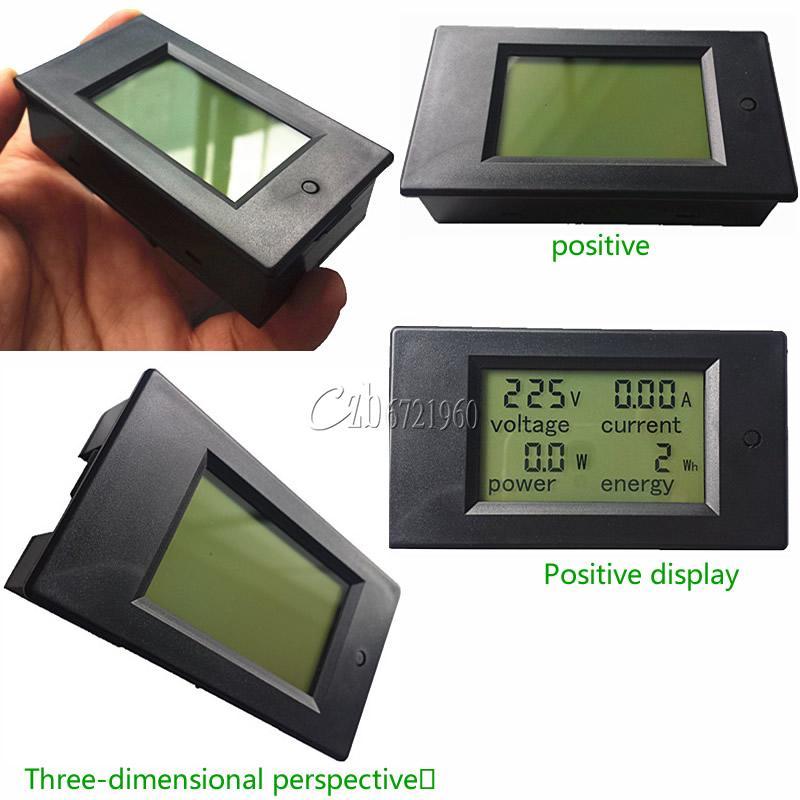 20A AC Digital LCD Panel Power Meter Monitor Power Energy Ammeter ...
