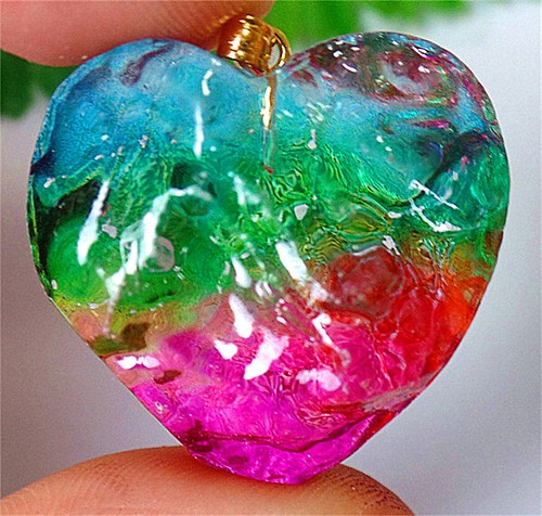 30x30x13mm Multicolor Titanium Crystal Love Heart Pendant Bead DY4050 ...
