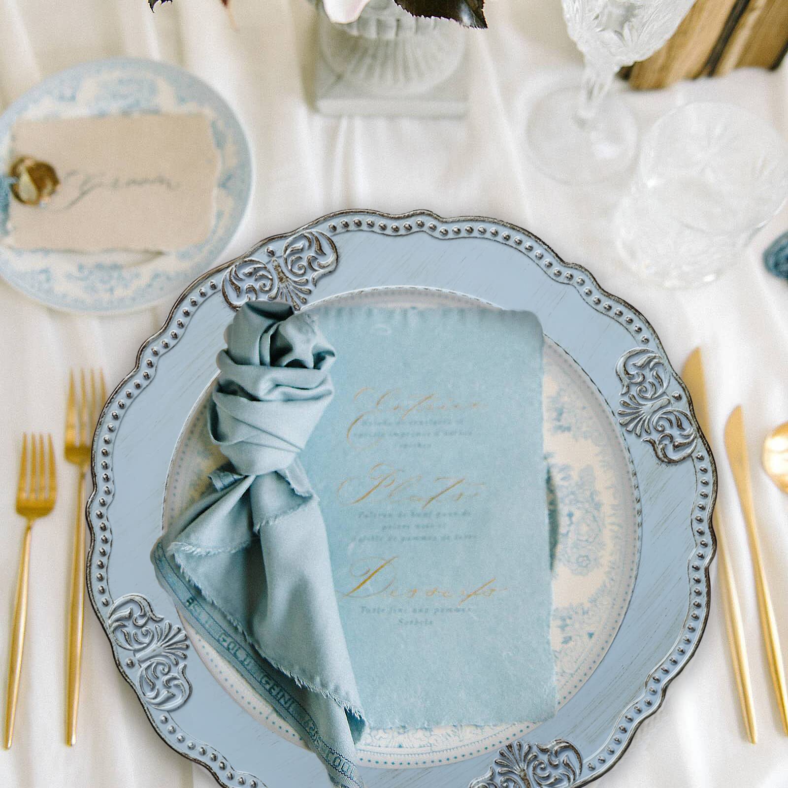 Antique Blue Charger Plates Set Of 6 13" Chargers For Dinner Plates ...