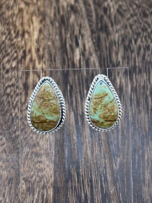 Navajo Handmade Sterling Silver Sonoran Turquoise Post Stud Earrings ...