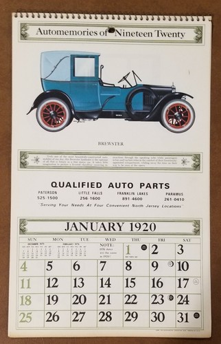 Qualified Auto Parts 1920 (1976) Calendar great photos of classic cars ...