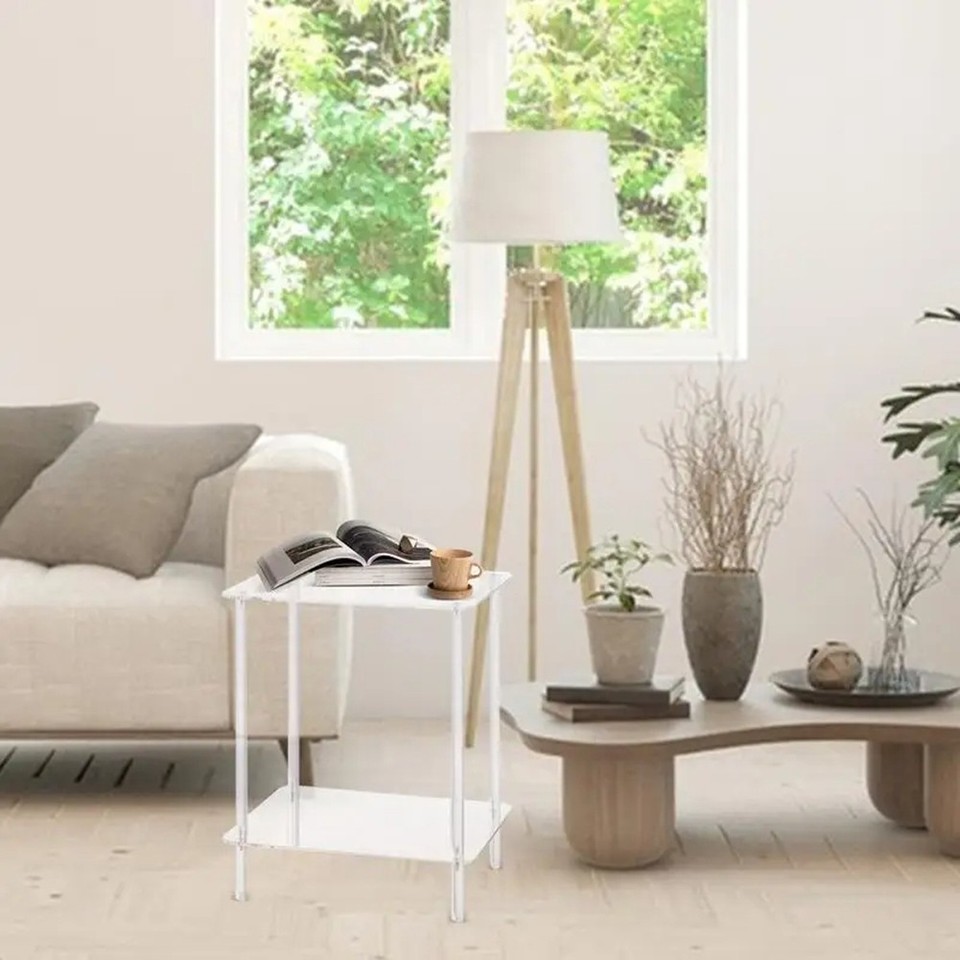 Acrylic Coffee Table Square Side Table Accent Table Sofa Bedside ...