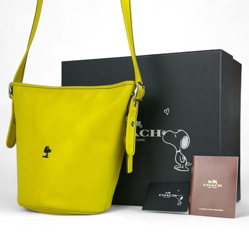 Coach Snoopy Collab Leather Shoulder Bag Yellow Excellent Condition | eBay