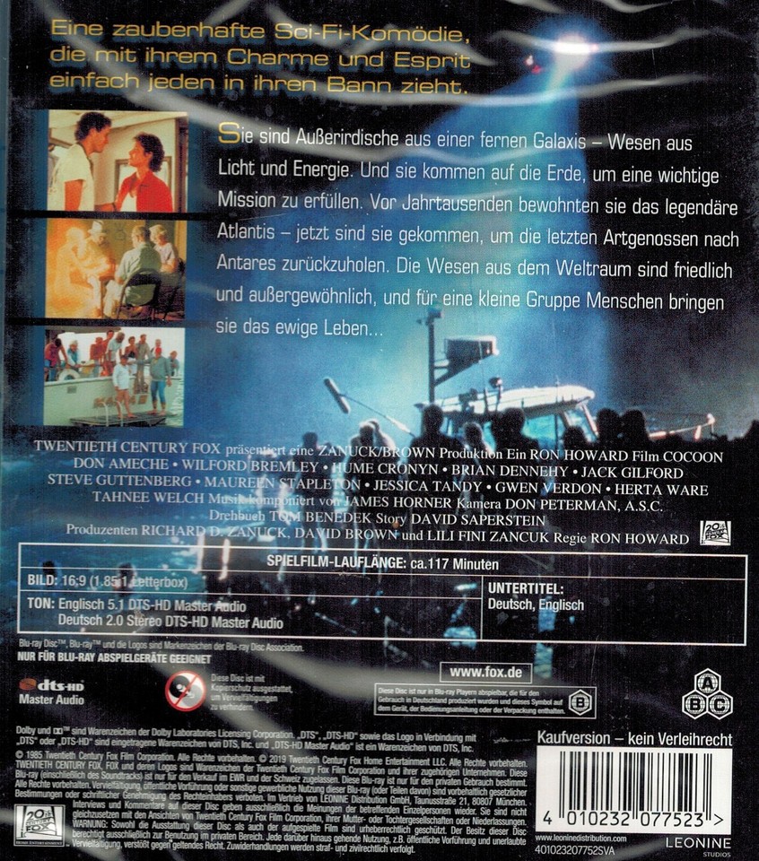 BLU-RAY NEU/OVP - Cocoon (1985) - Don Ameche, Wilford Brimley & Hume ...