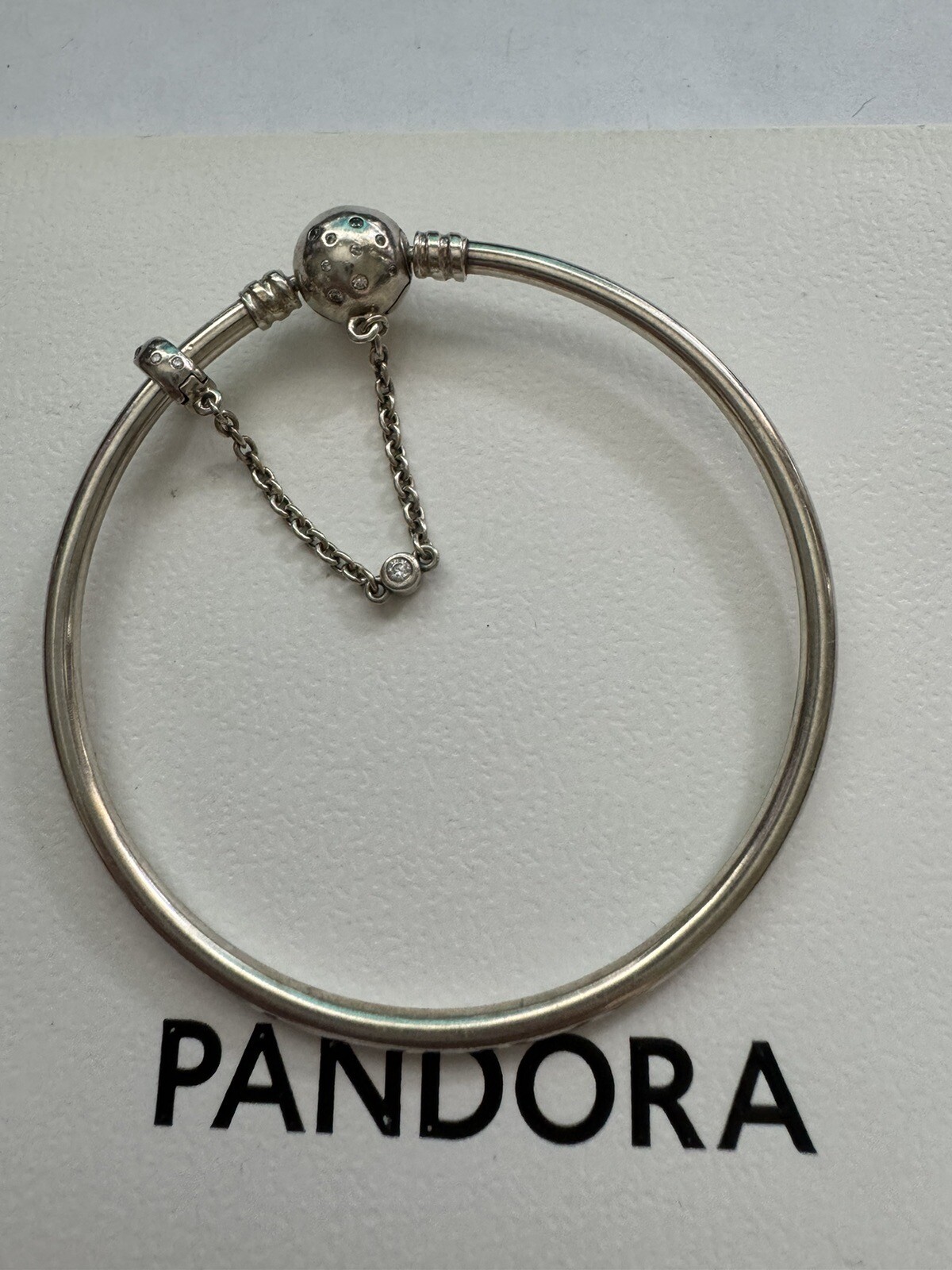 Authentic Pandora Silver Moments Charm Bangle Bracelet 19cm #590713 for ...