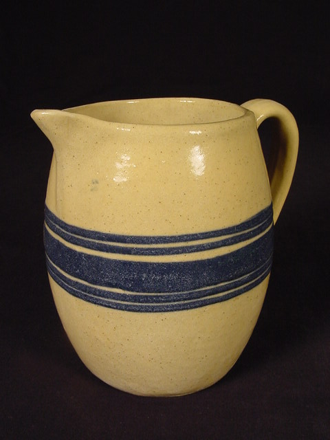 RARE GRADUATED SET OF 5 BLUE BANDED HULL PITCHERS YELLOW WARE | eBay