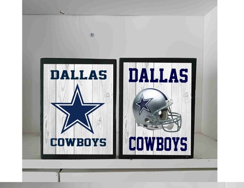 Dallas Cowboys NFL 2pc Decorative "White Wood" 5x4 in Wood Signs Man ...