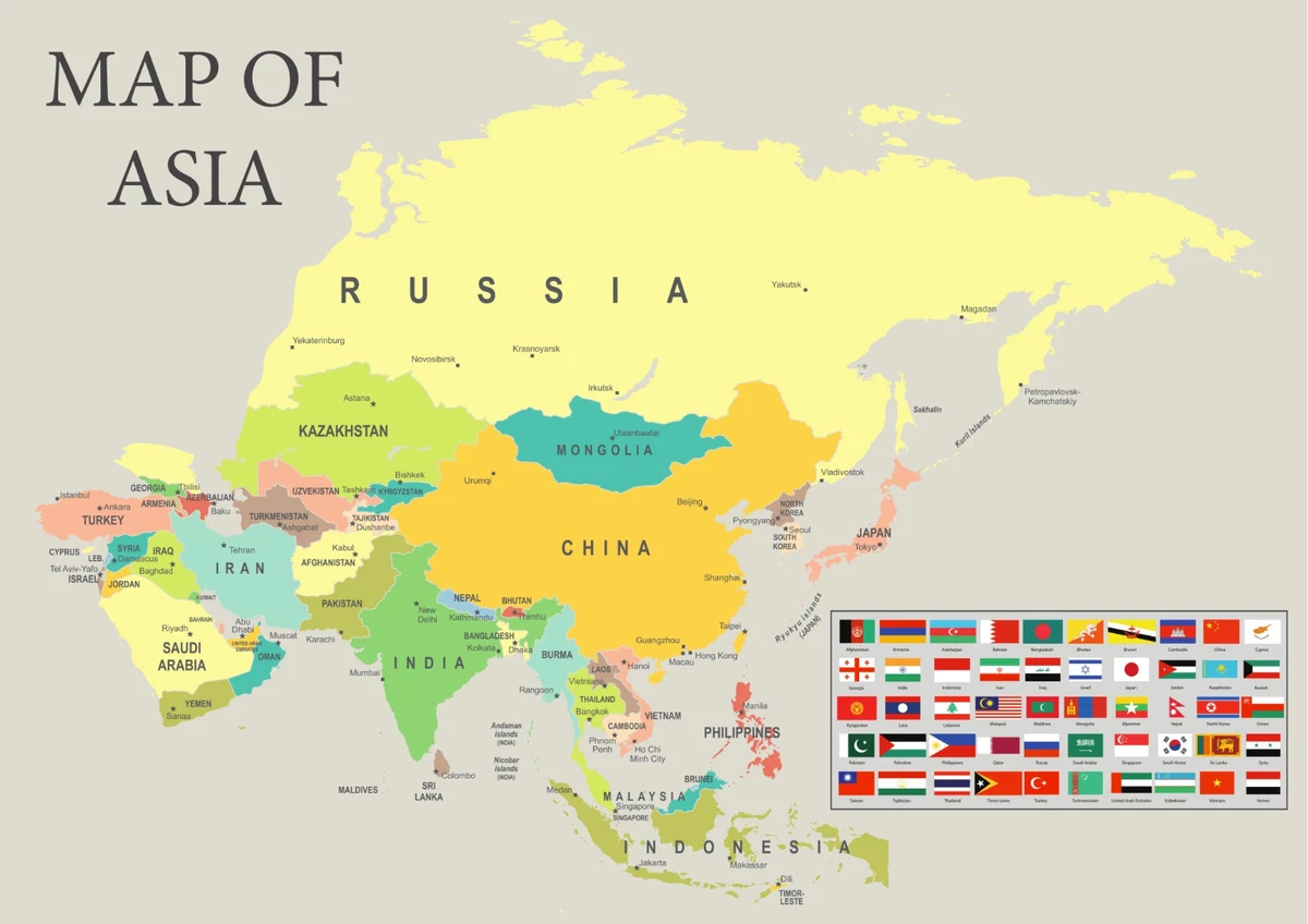 Flags Of Asia Map