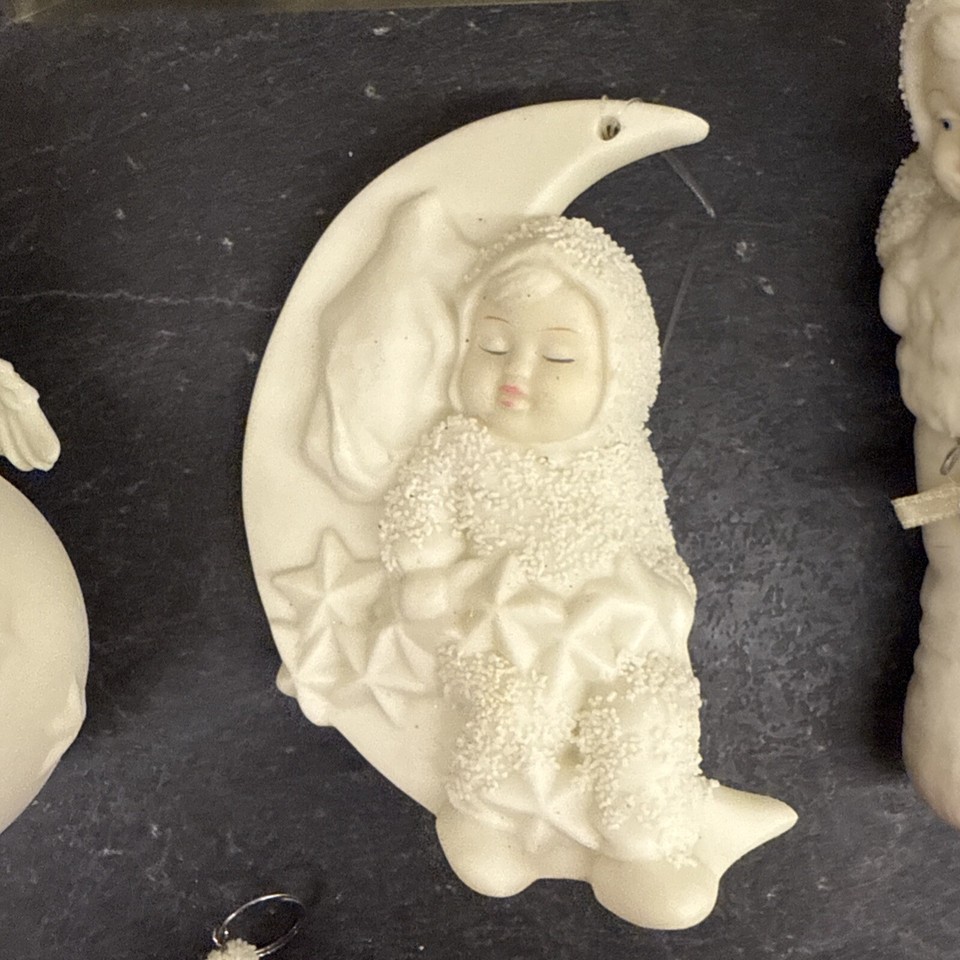 Vtg Dept 56 Snowbabies (5) Ornament Lot Moon Bell Stocking Star | eBay