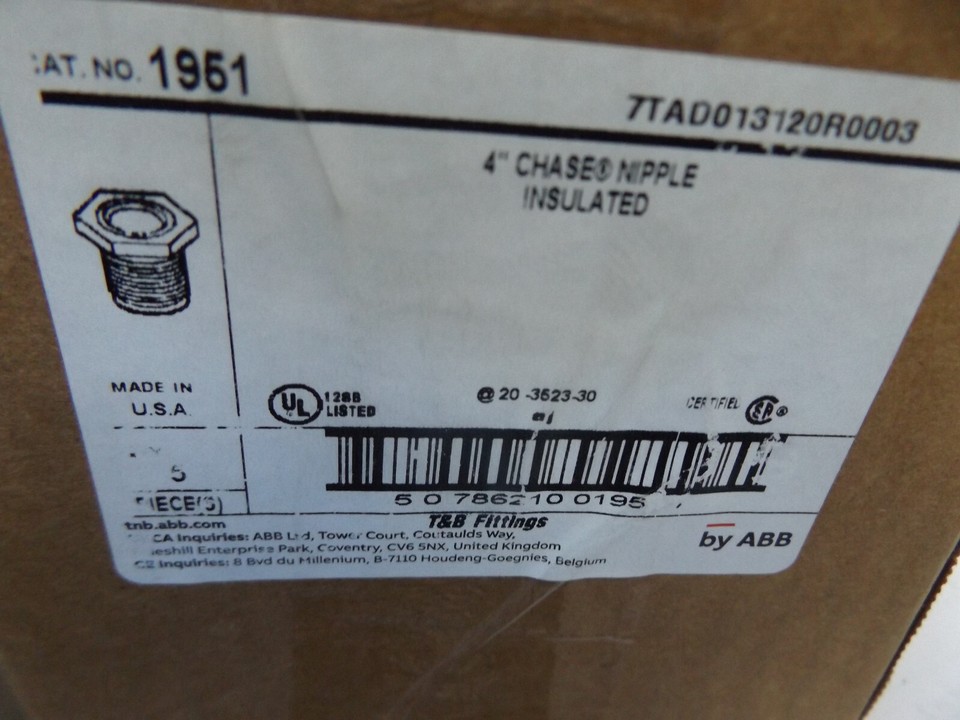 WHOLESALE ABB 1951 4" CHASE NIPPLE INSULATED BOX OF 5 NEW OLD STOCK | eBay