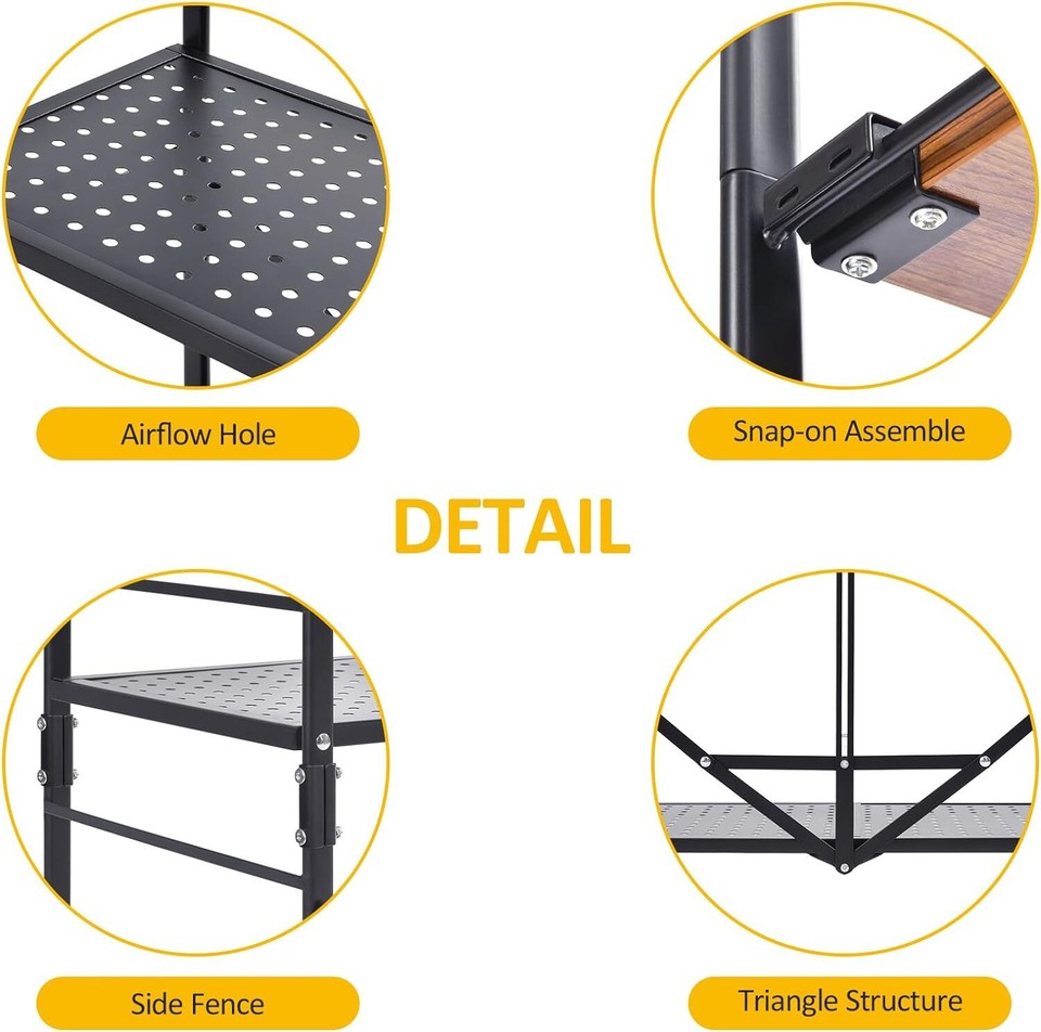 Heavy Duty Foldable Metal Rack Storage Shelving Unit Garage Shelves ...