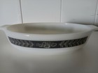 Pyrex Grecian Gray Floral Stripe Pixie 700 Au Gratin Dish 10 Oz White ...