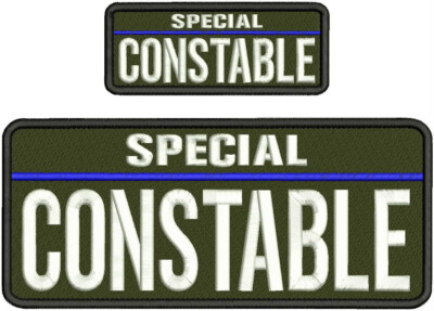 SPECIAL CONSTABLE EMBROIDERY PATCH 4X10 AND 2X5 hook on back WHITE ON ...