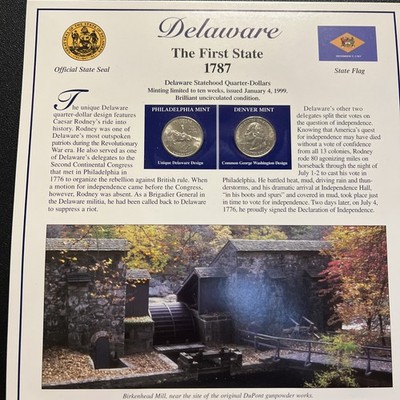 Delaware The First State 1787 Statehood Quarters and Stamps collectors ...