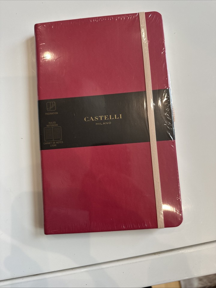 New Sealed Coral Red Castelli Milano Aquarela Plain Notebook 5x8 240pg ...