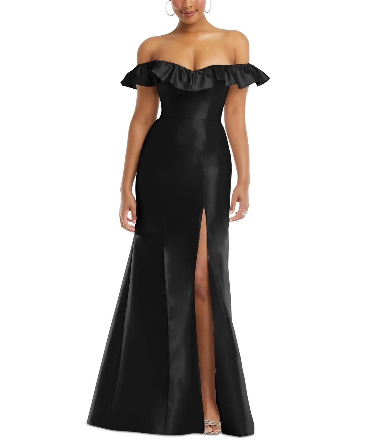 Alfred Sung Black Off Shoulder Ruffle Gown Size 24W $239 D836 | eBay