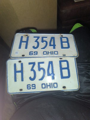 Old License Plate 1969 Ohio Rusty Crusty Woppity Matched Pair H354B | eBay