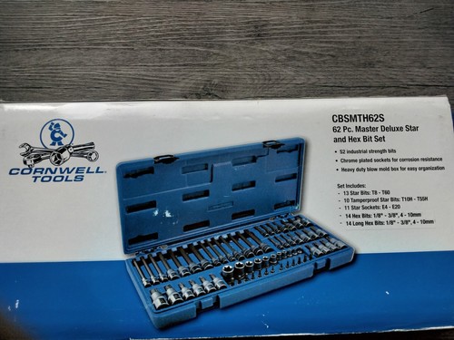 CORNWELL TOOLS 62 PIECE MASTER DELUXE HEX & STAR BIT SET. CBSMTH62S ...