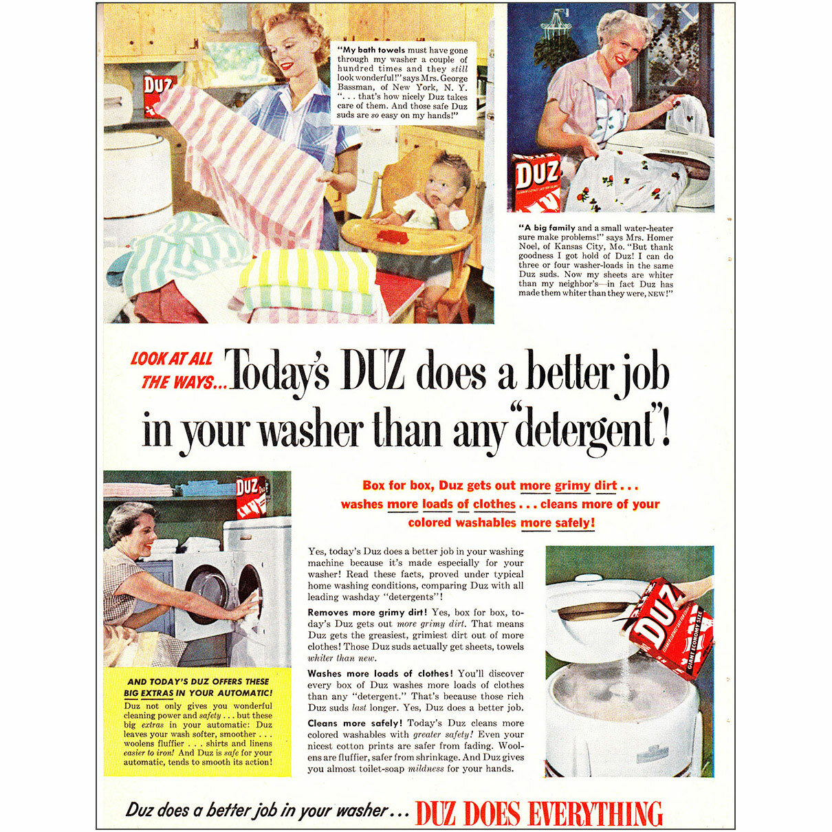 1952 DUZ Detergent: Box for Box Vintage Print Ad | eBay