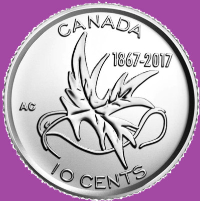 2017 Canada 'WING OF PEACE' Ten Cents Dime Coin. 10 cents Mint UNC. 1oc ...