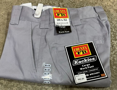 FB County Kackies Pant Pants Grey Gray Cargo work Casual Side Pocket | eBay