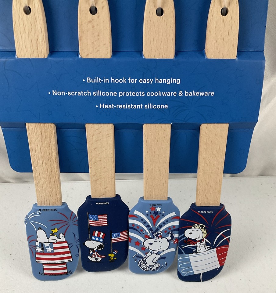Peanuts July 4th Snoopy 4 Pack 8" Mini Spatula Set Wood Handles | eBay