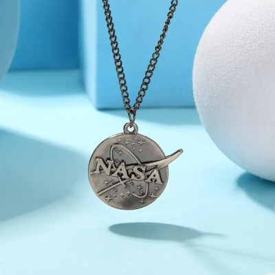 NASA Pattern Aerospace Jewelry Vintage Silver Color Aviation Pendant ...