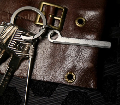 Mini EDC Portable TC4 Titanium Micro Ruler Key Chain Pendant w/ Key ...