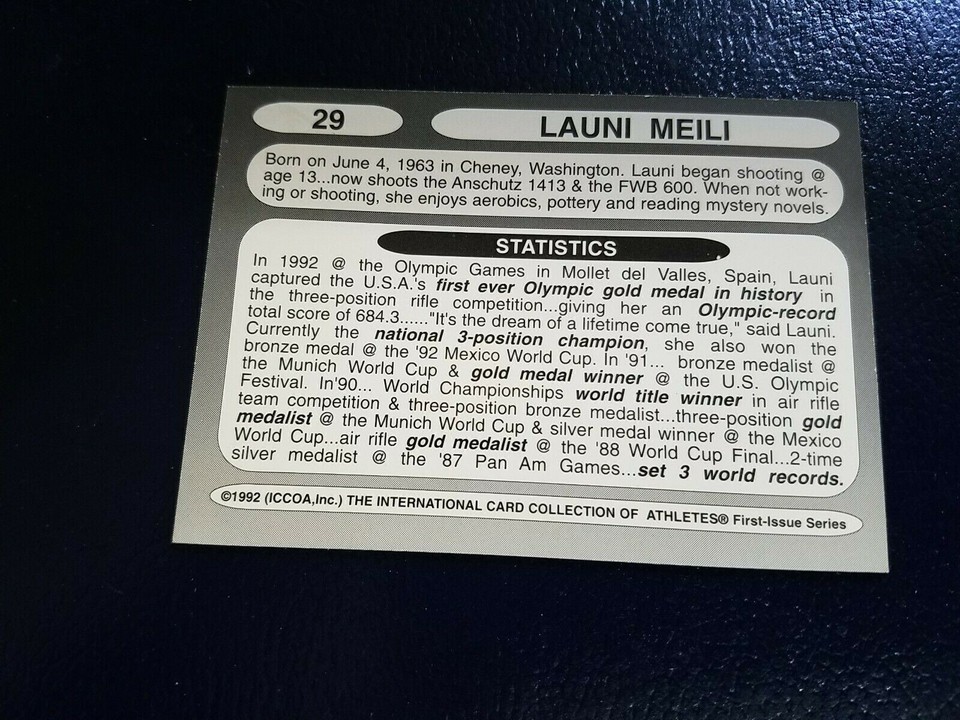 Launi Meili Shooting USA Rookie Olympics 1993 ICCOA RARE WOW | eBay
