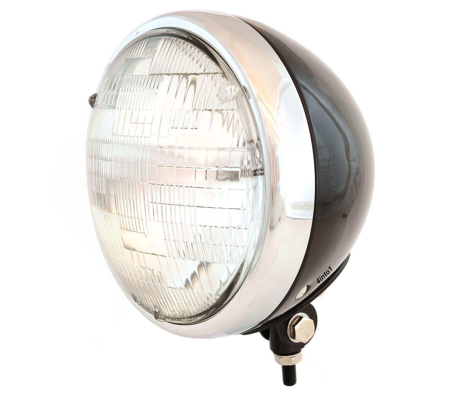 7" Custom Bottom Mount Motorcycle Headlight Gloss Black Chrome Clear H4 ...