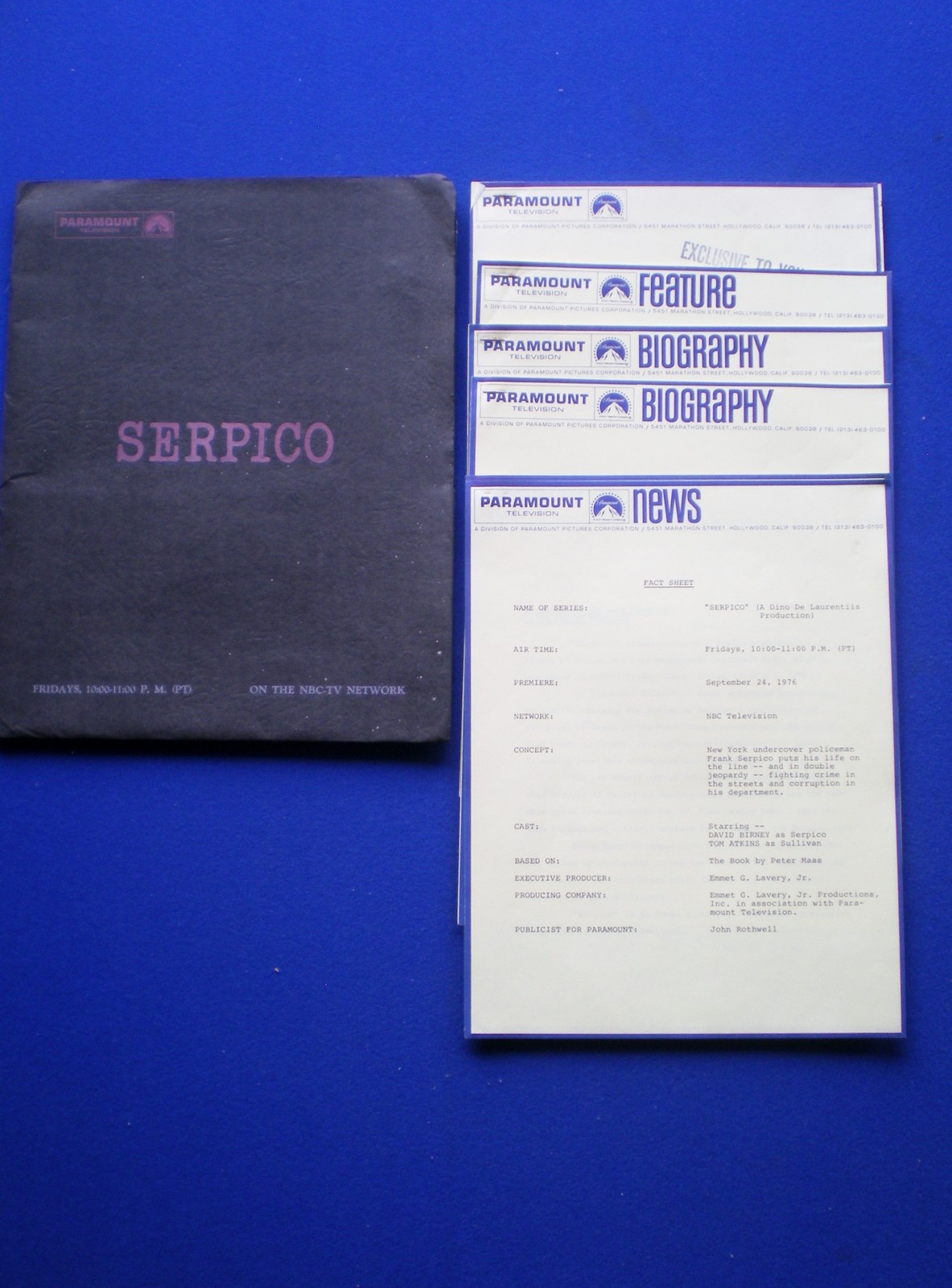 Serpico TV Series - David Birney Paramount TV U.S. Promotional Press ...