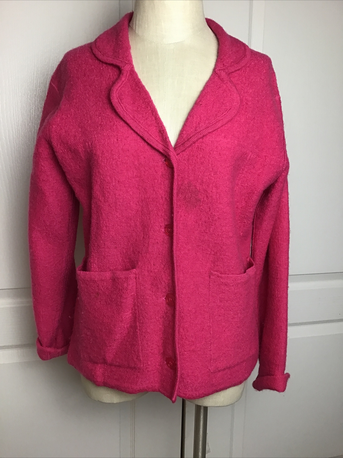 Herman Geist Women’s 100% wool Pink Button Front Jacket Petite Small | eBay