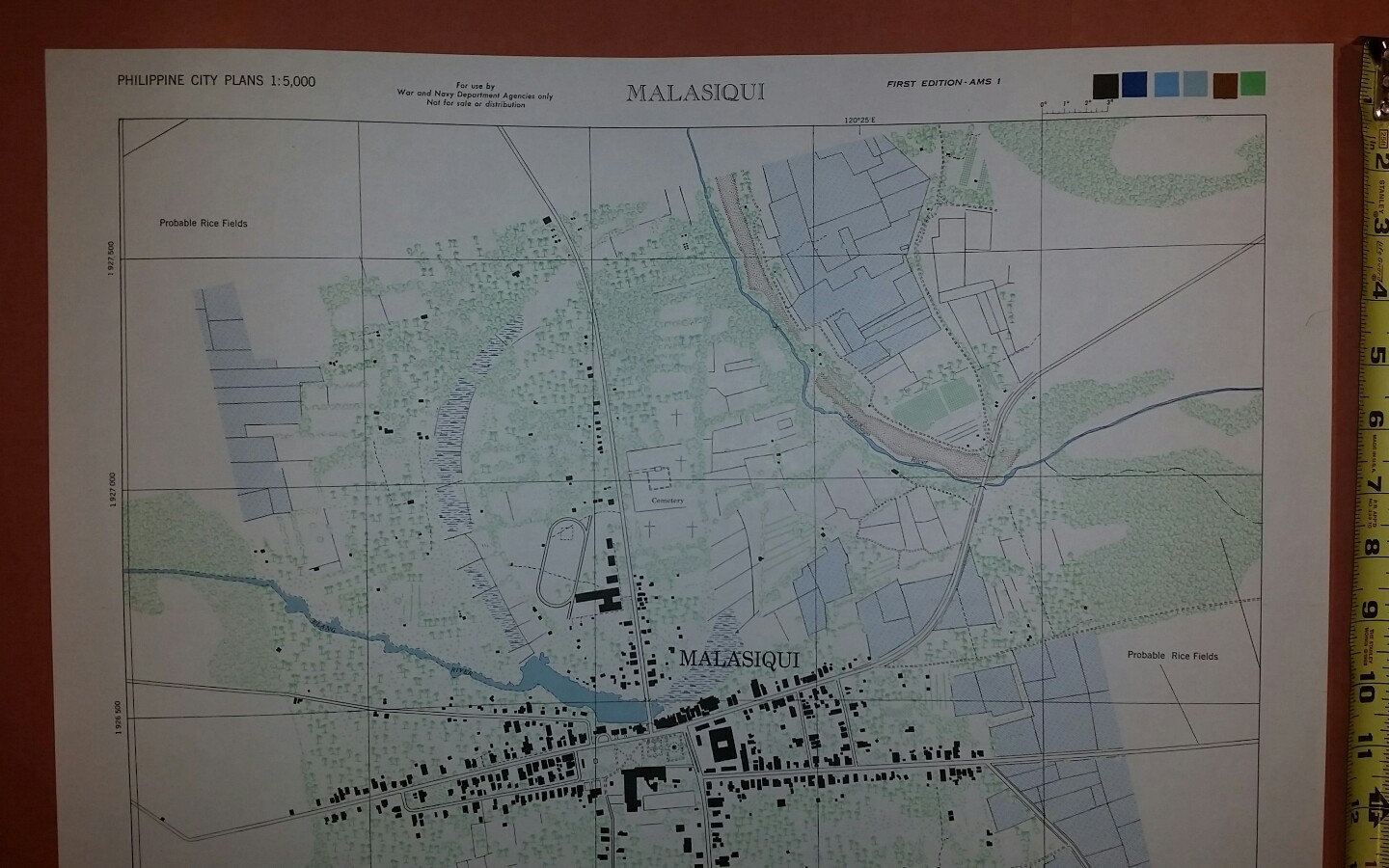 1944 US Army Map City Plan of Malasiqui Pangasinan Luzon Philippines 1: ...