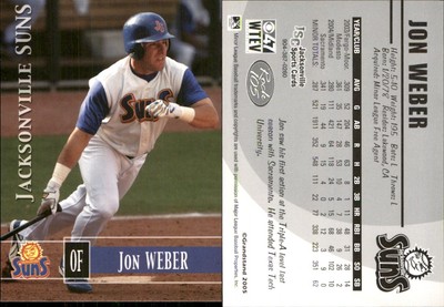 Jon Weber 2005 Grandstand Jacksonville Suns #14 RC Card *AutographDen ...