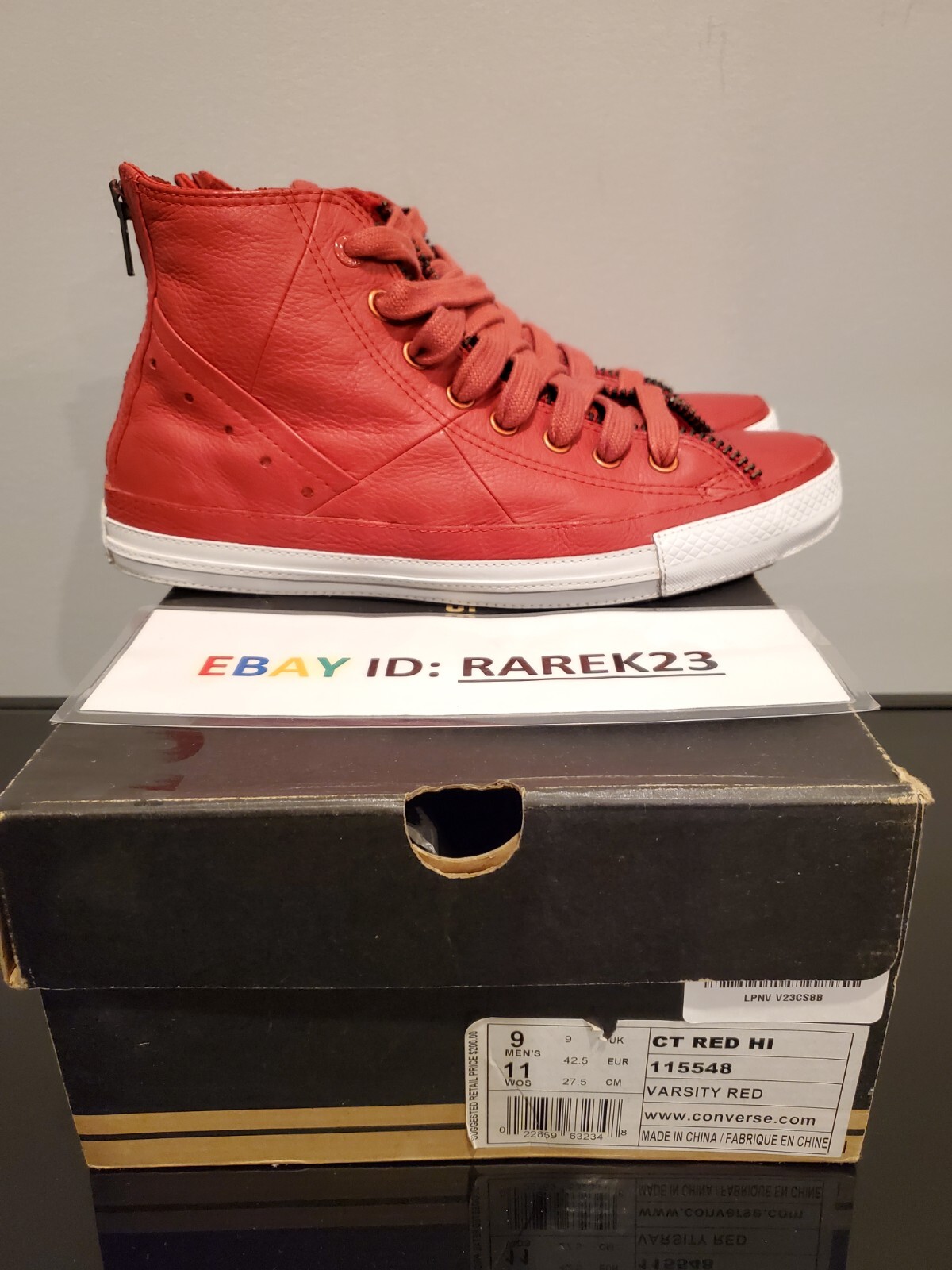 CONVERSE (PRODUCT) RED Leather Motorcycle Zip Jacket … - Gem