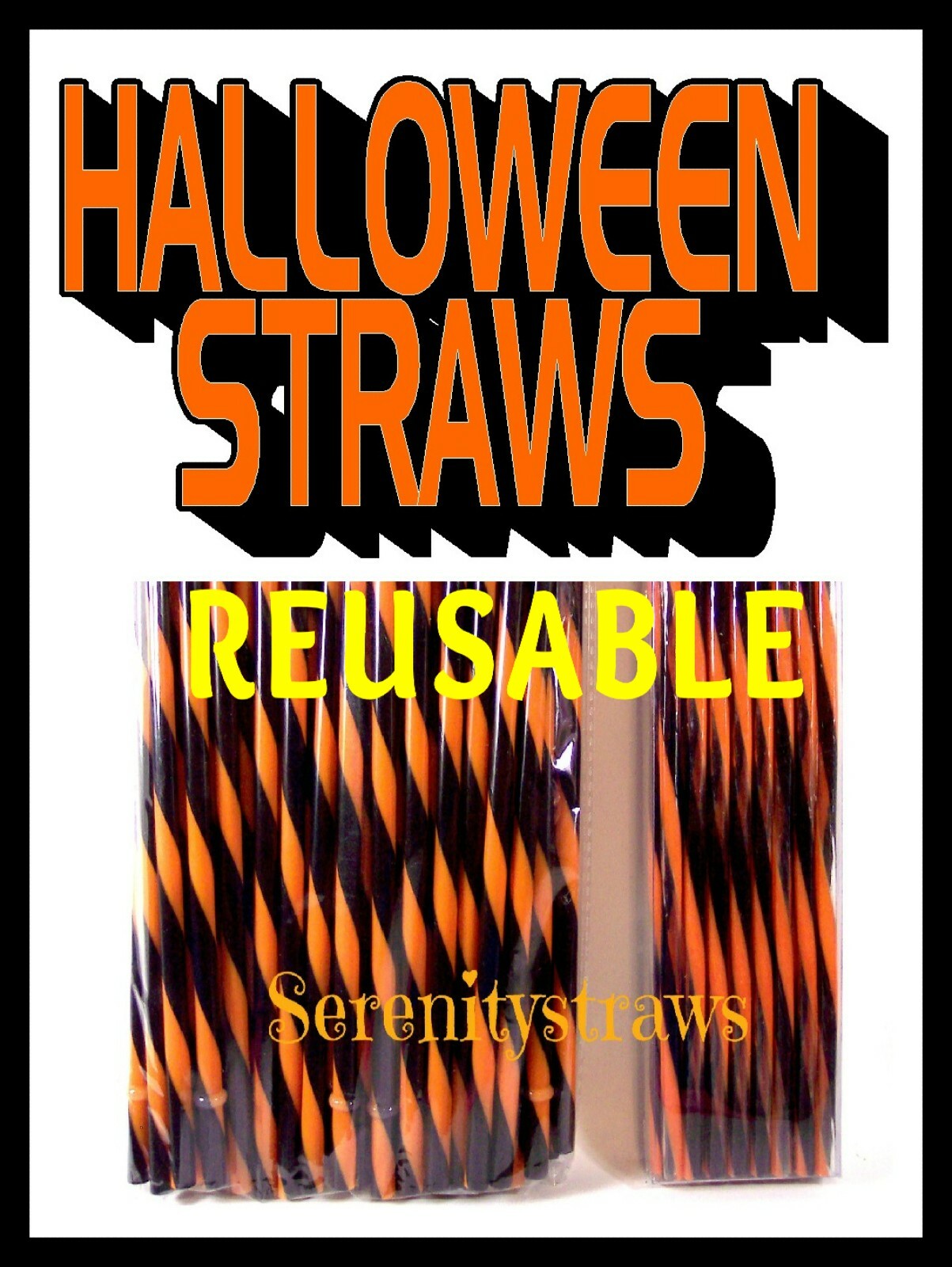 HALLOWEEN Straws!!!! Black & Orange, SPOOKY!!! Reusable, 2 Styles, BPA ...