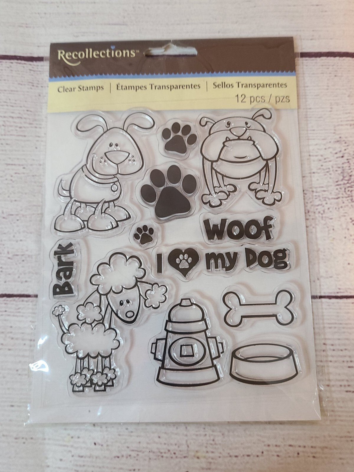 Recollections Clear Stamps Woof Woof 119957 12 piece Set Dog Bone ...